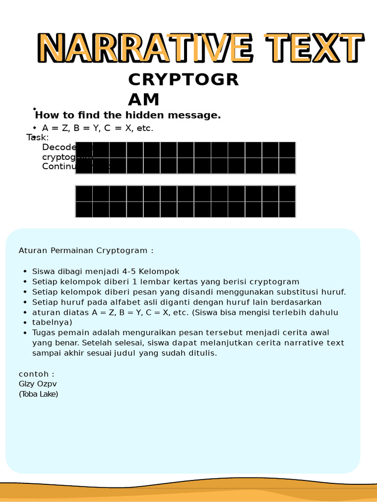 Narrative Text Using Cryptogram | PDF | Snow White | Cinderella