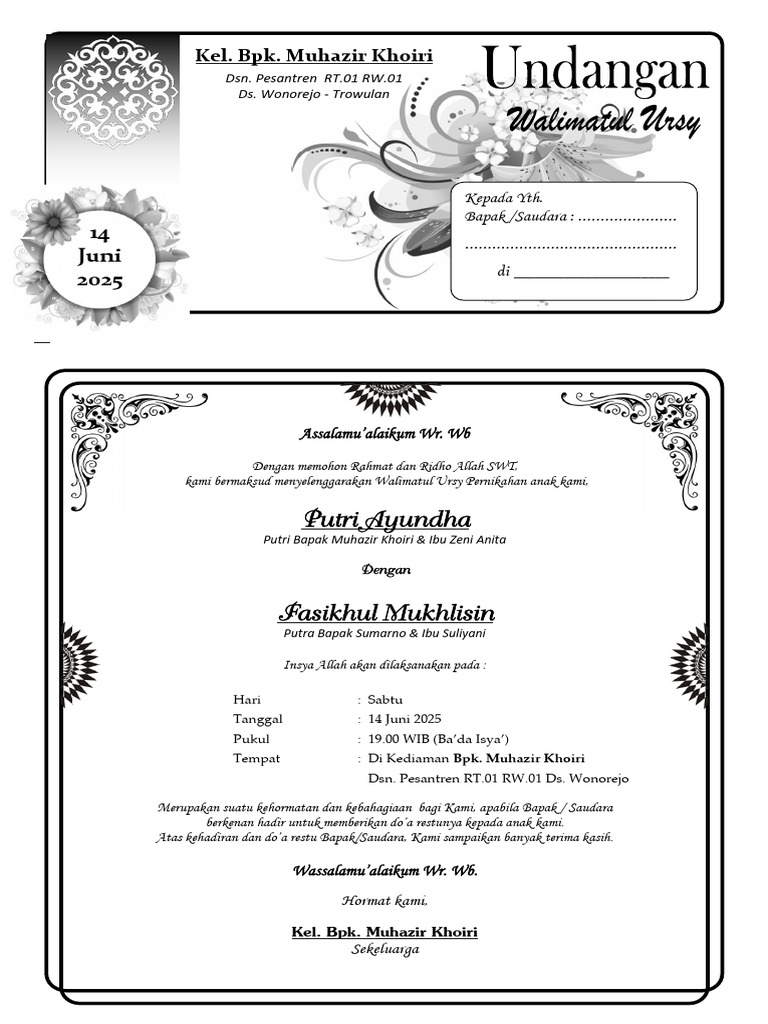 Undangan Walimatul Ursy | PDF