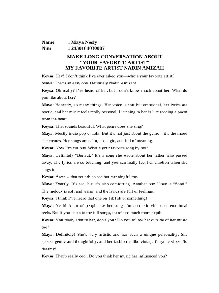 Conversation Maya Nesly | PDF