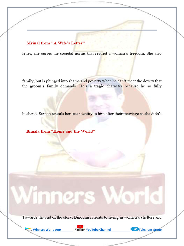 Memorable Characters of Rabindra Nath Tagore | PDF