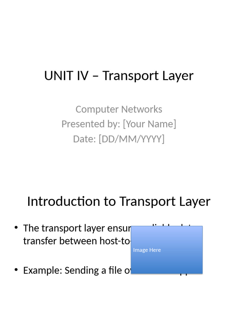 UNIT IV Transport Layer | PDF | Transmission Control Protocol | Computer Data