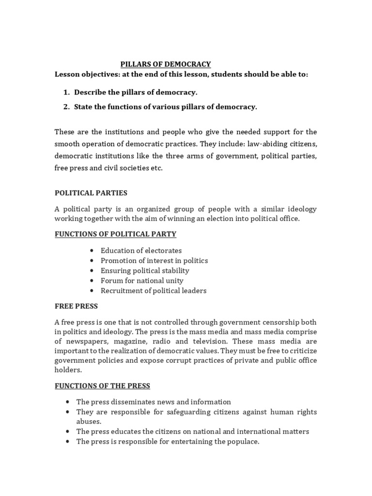 Understanding Democracy's Pillars | PDF