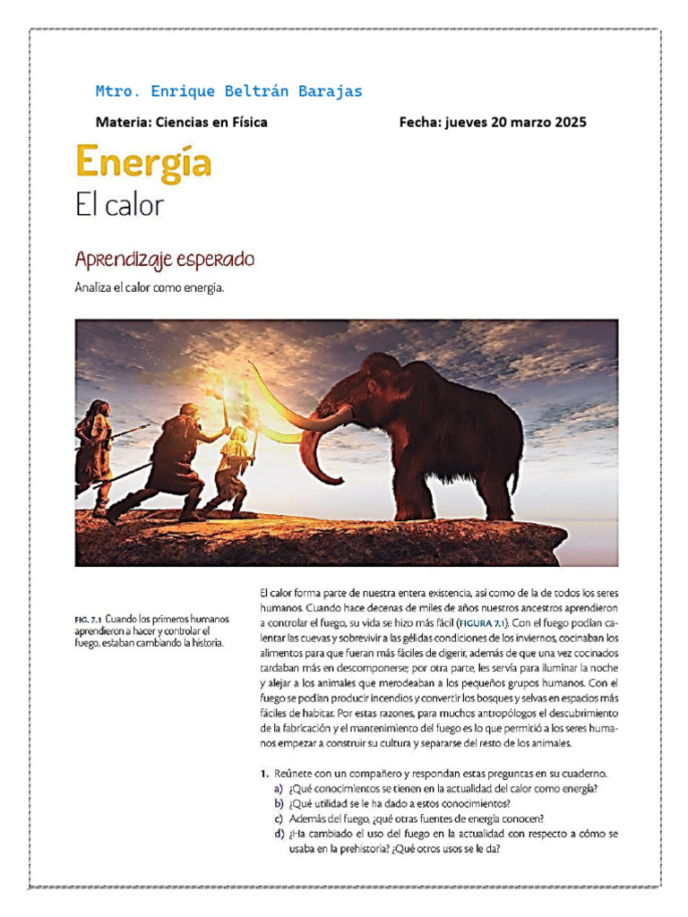 El Calor Energia Calorifica Jueves 20 Marzo 2025 | PDF