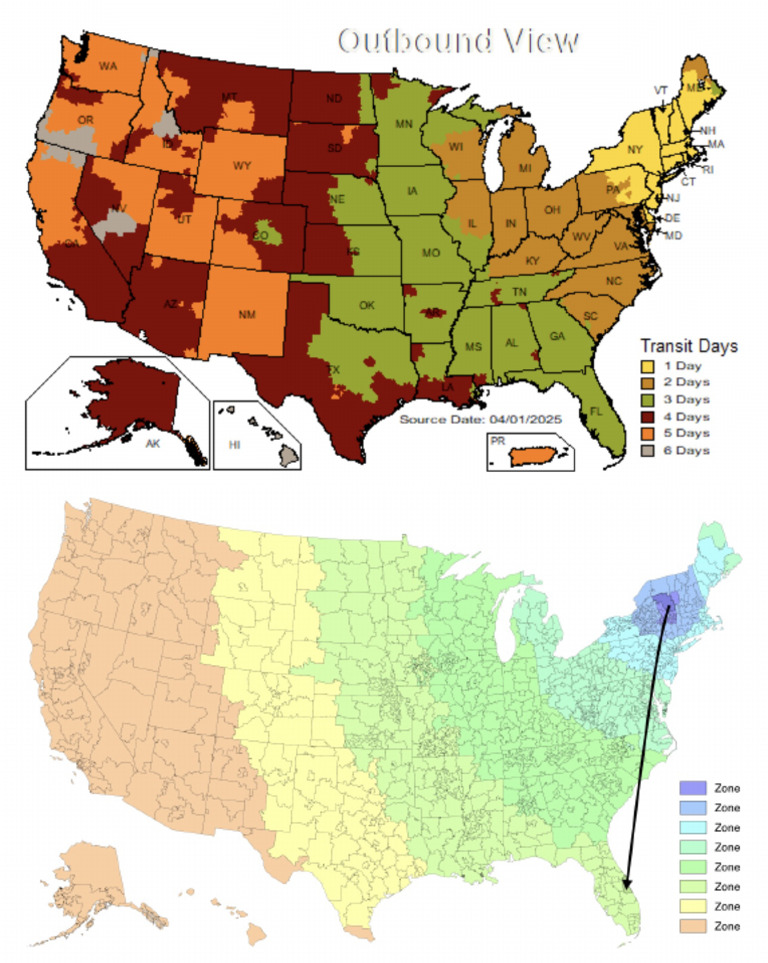 Shipping Zone Maps Usps Ups | PDF