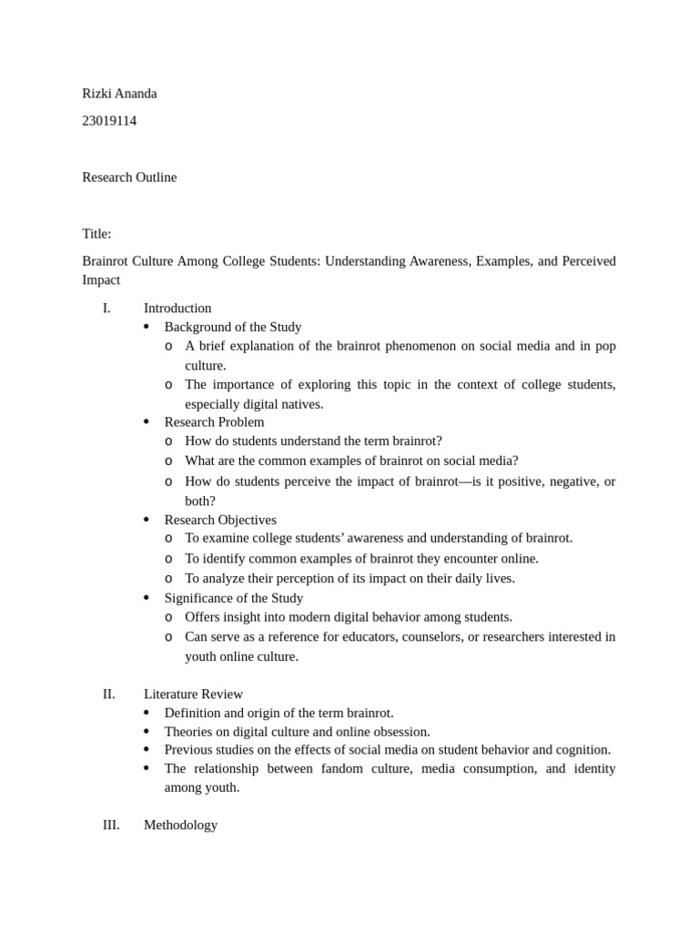 Rizki Ananda - Mini Research Outline | PDF | Data | Popular Culture & Media Studies