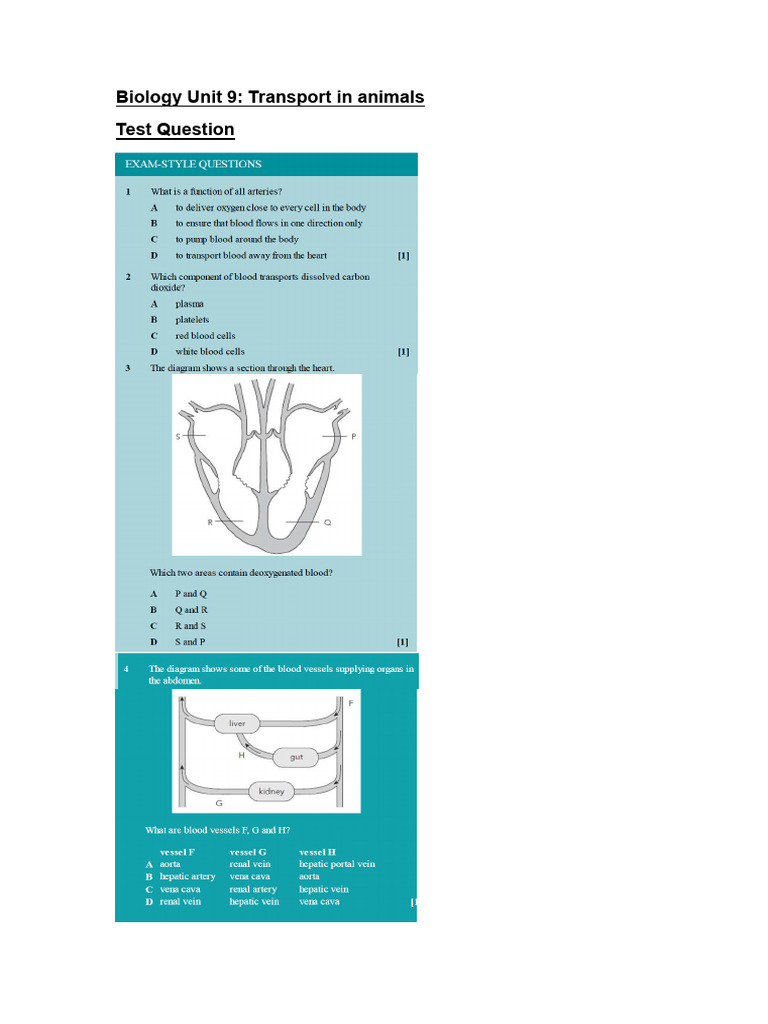 Biology Unit 9 Exam Question | PDF