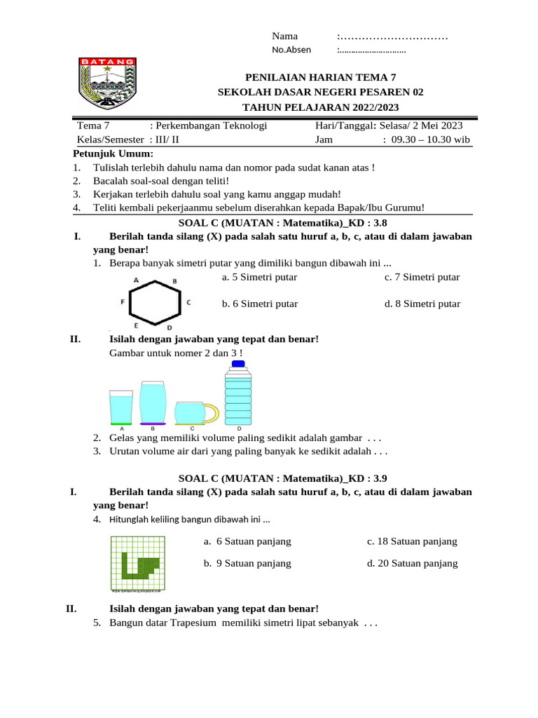 Ph Tema 7 Mtk, Sbdp, Pjok-2021 | PDF