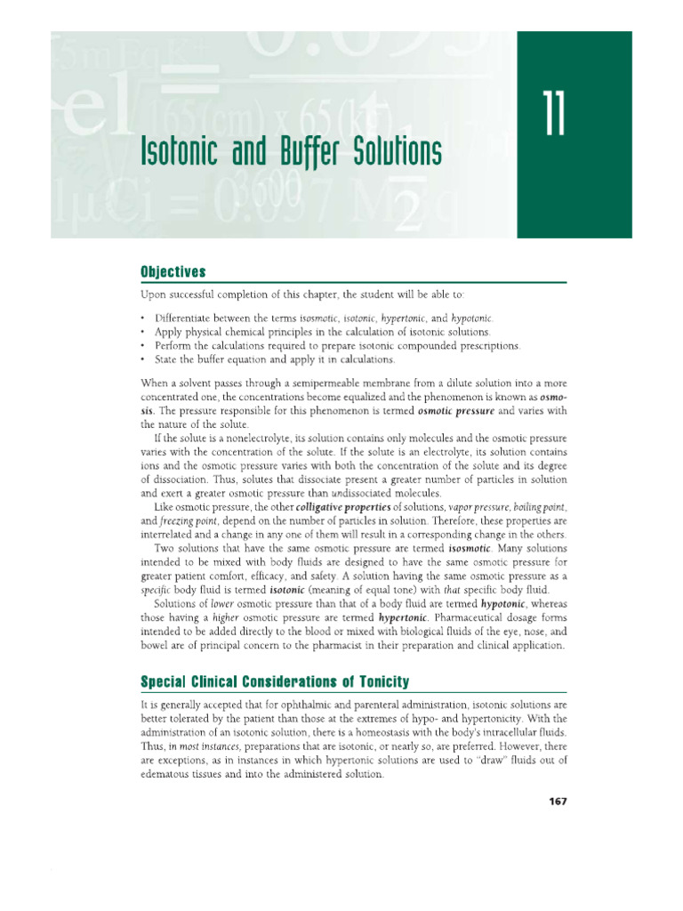 9 Isotonic Solutions and Buffers | PDF