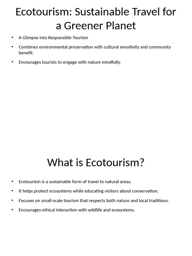 Ecotourism: A Path to Sustainable Travel | PDF