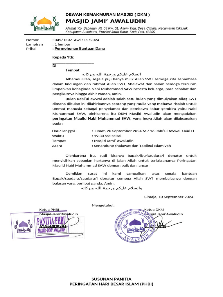 Surat Muludan DKM Awaludin | PDF