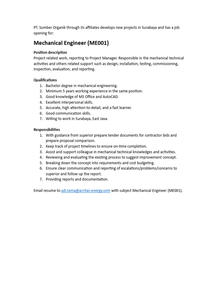 2025-01-13 JV Mechanical Engineer | PDF