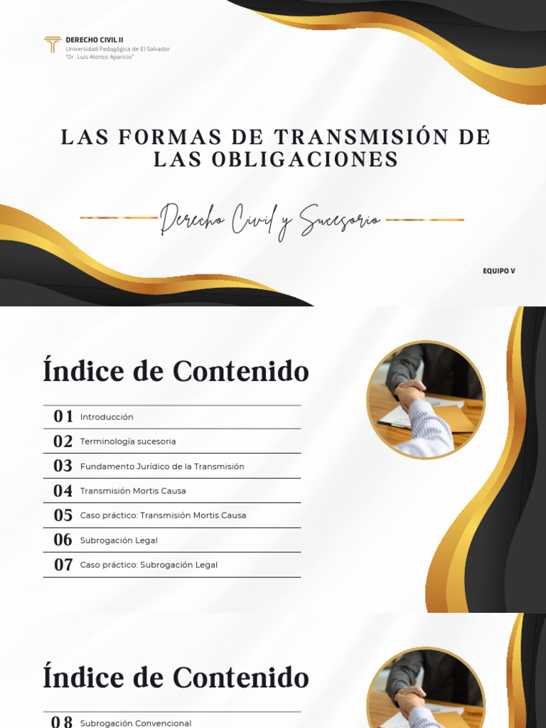 Presentación Sobre Las Formas de Transmisión de Obligaciones | PDF ...