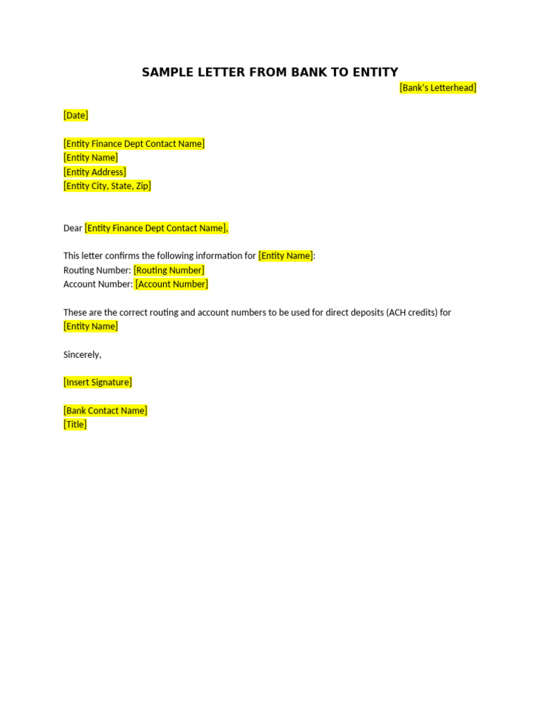 Attachment 4 - Sample Bank Confirmation Letter | PDF