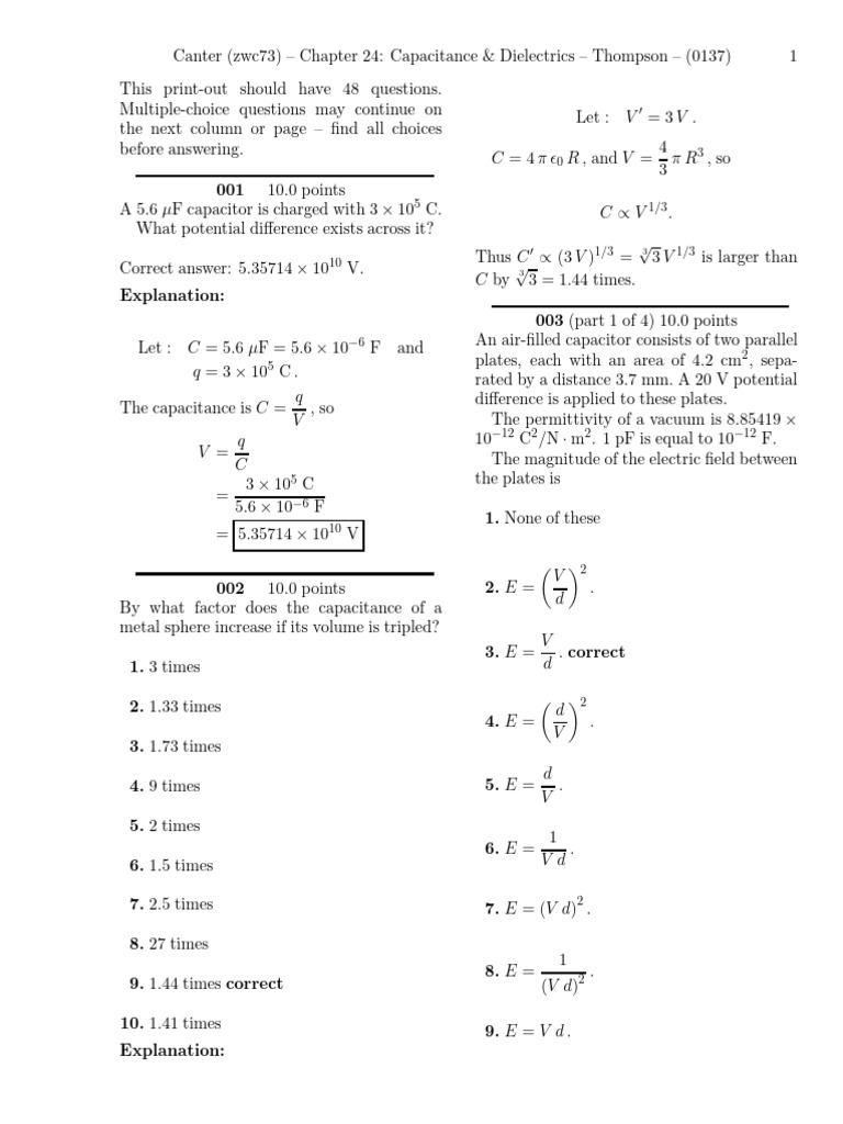 24 Capacitance and Dielectrics | PDF | Capacitance | Capacitor