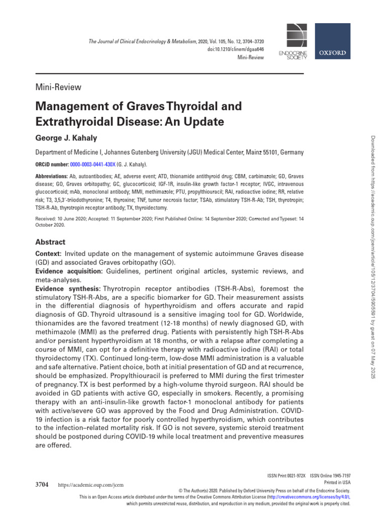 Graves Disease Management Update 2020 | PDF | Hyperthyroidism | Thyroid ...