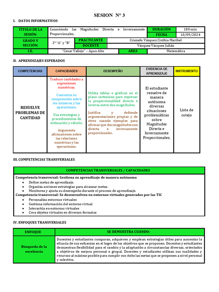 Sesion Numero 3 Segundo Grado | PDF | Aprendizaje | Matemáticas