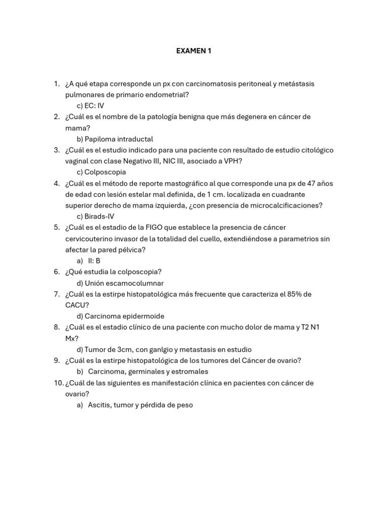 Examenes Onco | PDF | Cáncer | Cáncer de mama