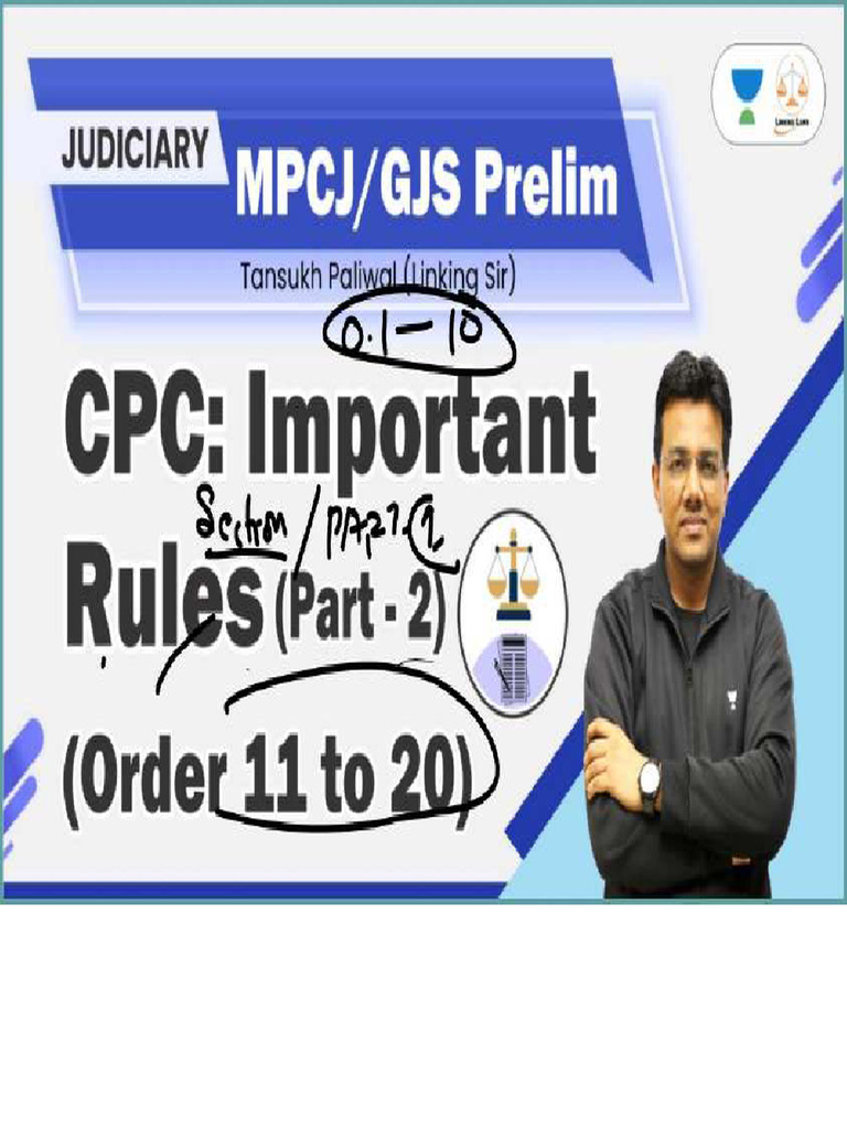 CPC Important Rules Part 2 Order 11 To 20 by Tansukh Sir 227 | PDF