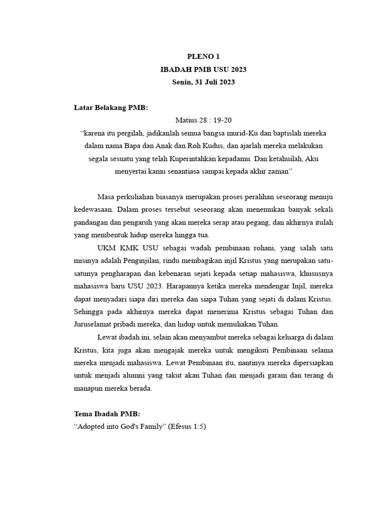 PLENO 1 Panitia PMB 2023 | PDF
