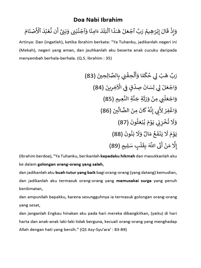 Doa Nabi Ibrahim untuk Negeri Aman | PDF