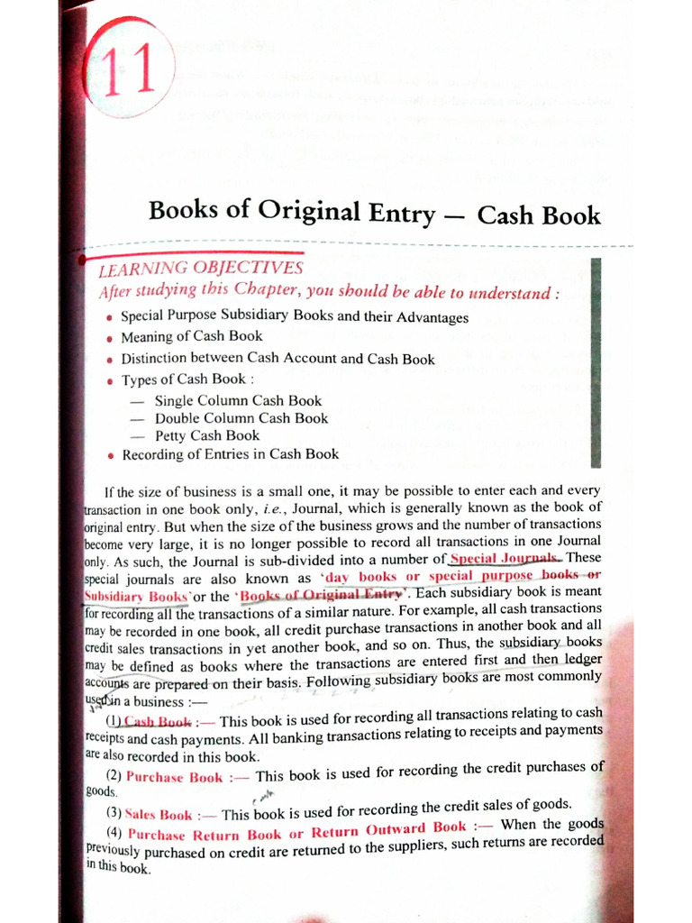 Books of Original Entry - Cash Book | PDF