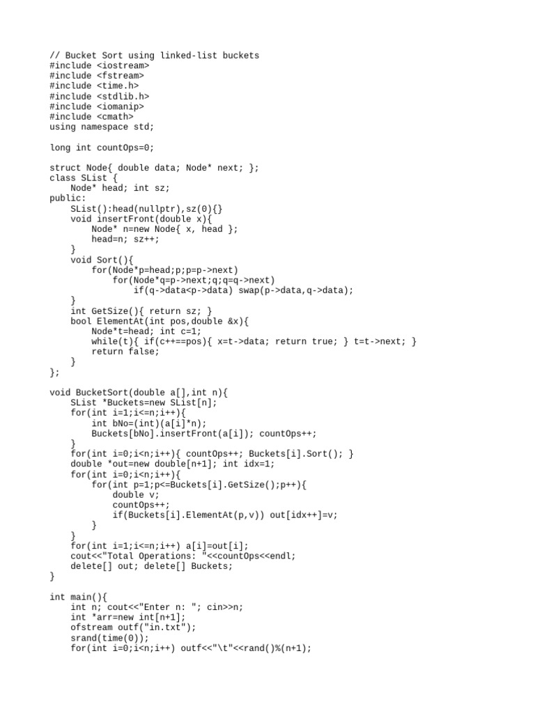Bucket Sort | PDF