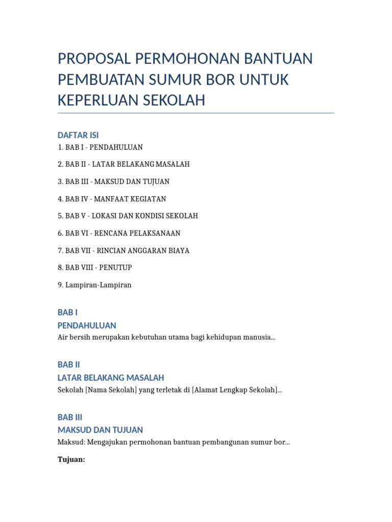 Proposal Permohonan Sumur Bor Sekolah | PDF