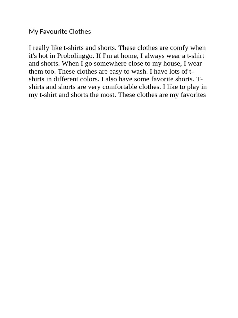 My Favorite Clothes: T-Shirts and Shorts | PDF
