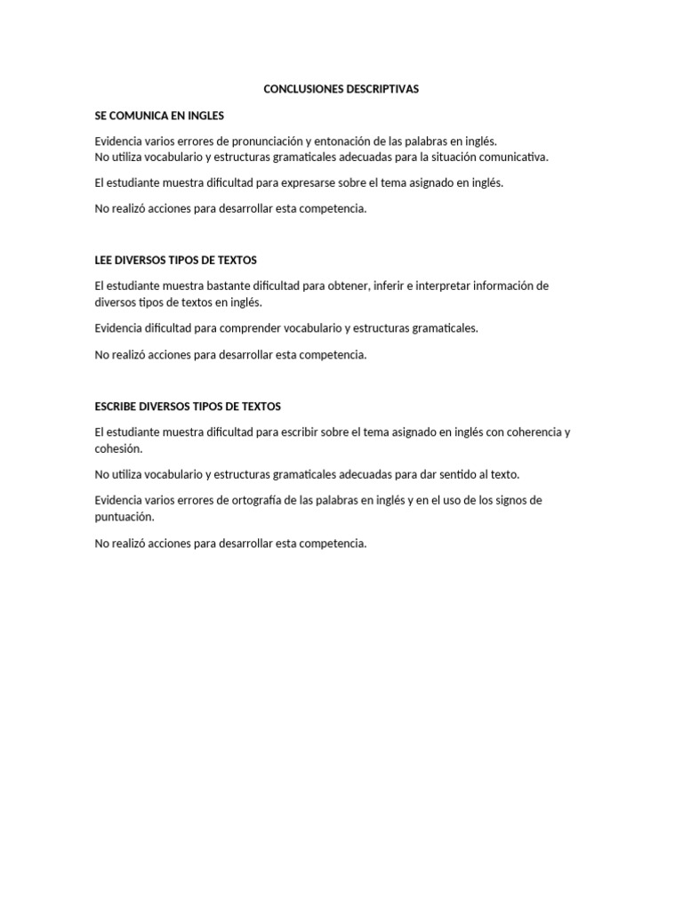 Conclusiones Descriptivas Para Siagie | PDF