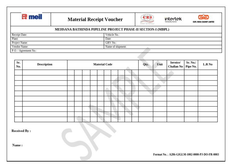 Material Receipt Voucher | PDF