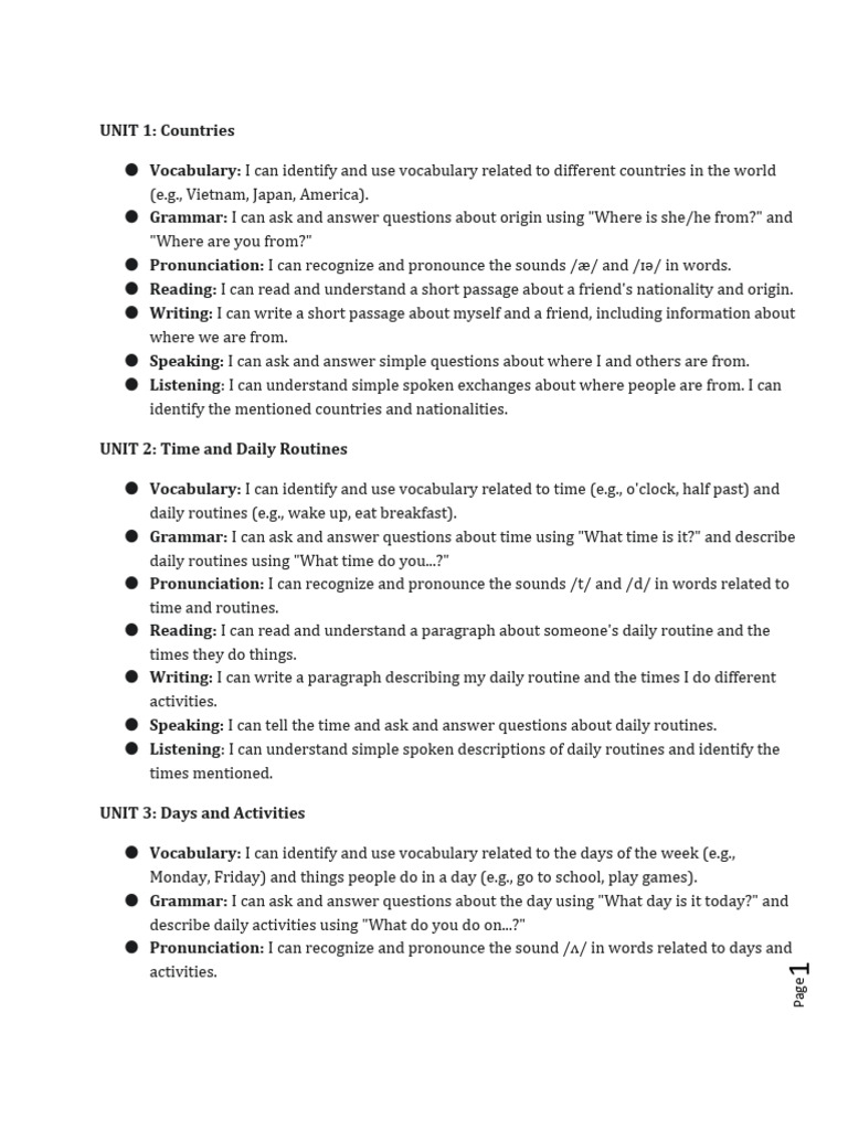 STANDARD 4 Can Do Statements | PDF | Vocabulary | English Language