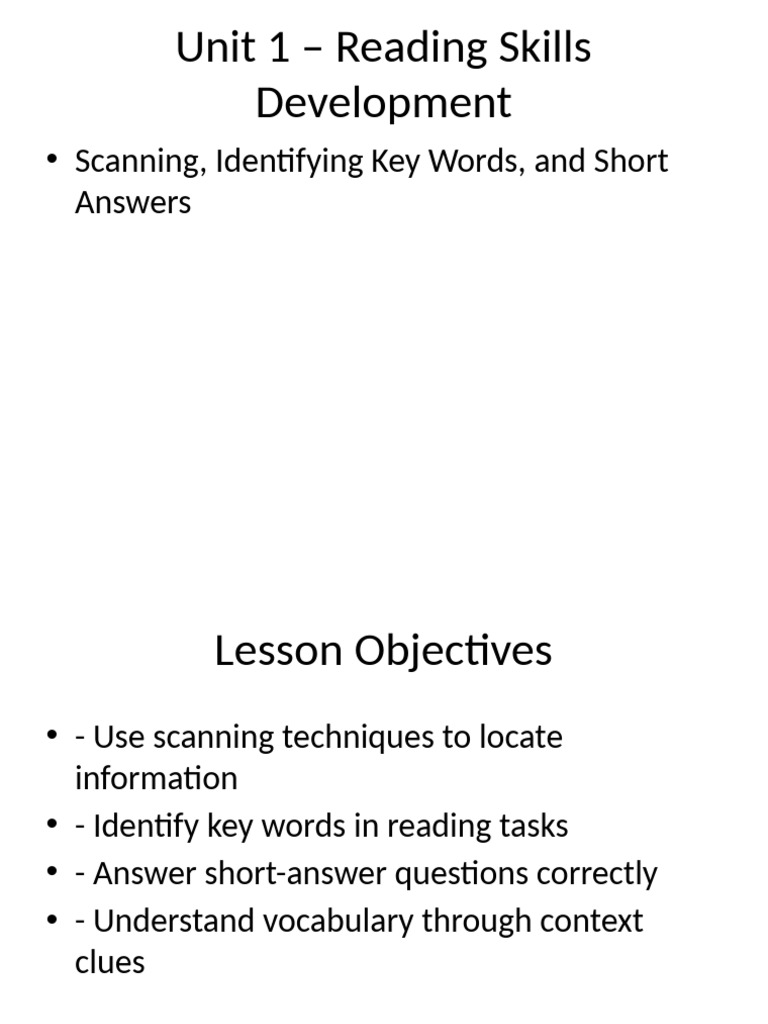 Unit1 Reading Skills Lesson | PDF | Vocabulary | Cognition