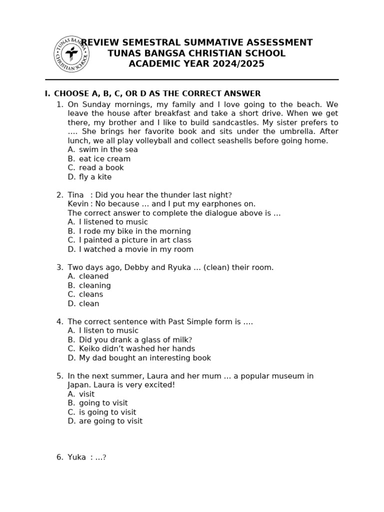 Review Semestral Summative Assessment | PDF