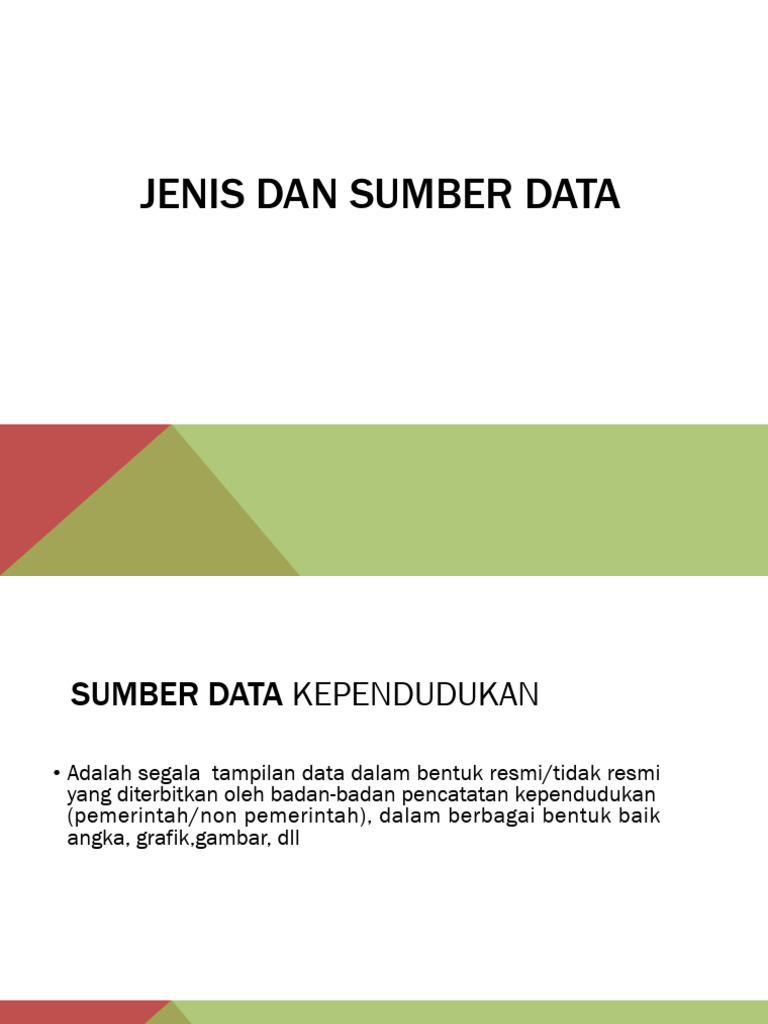 Jenis dan Sumber Data Kependudukan | PDF