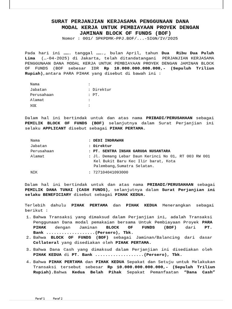 Draft Mou PB Bof 10t | PDF
