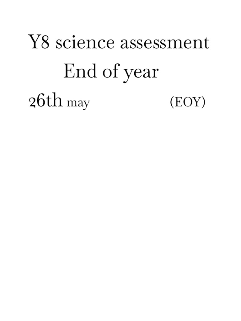 Y8 Science Assessment | PDF