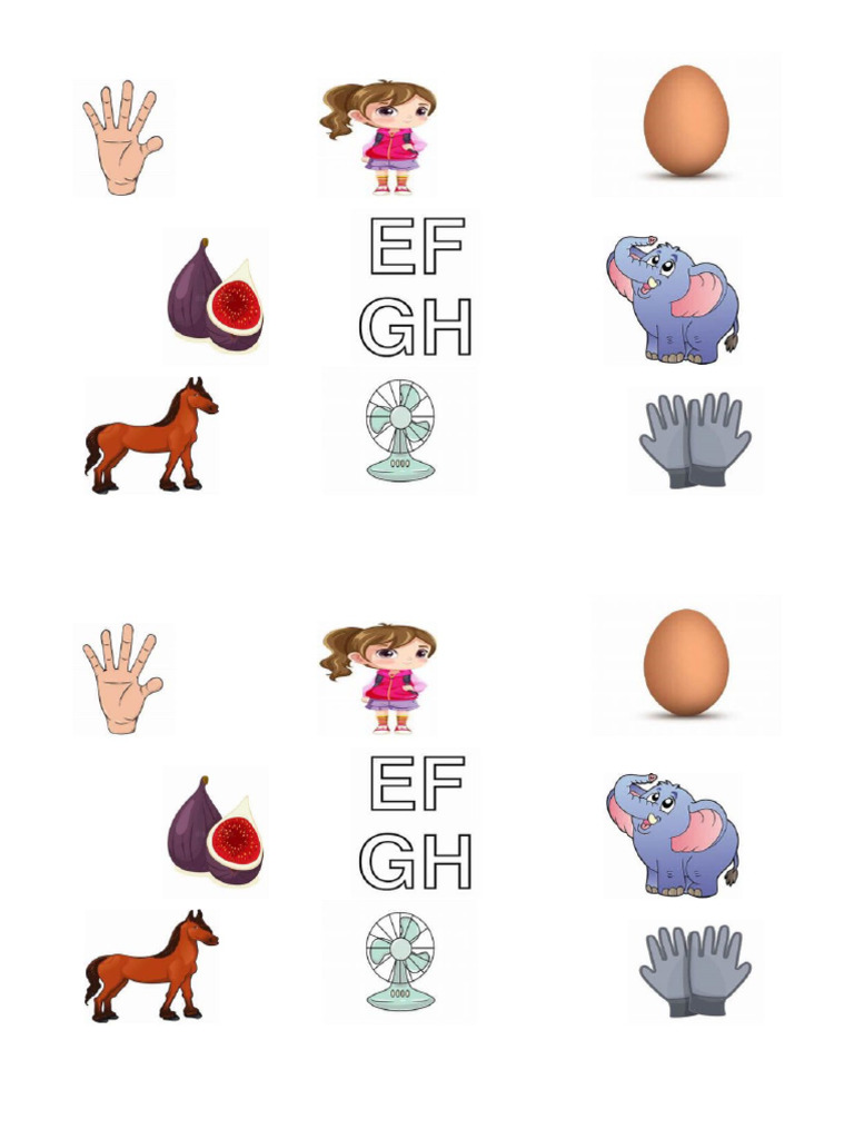Phonics Matching Activity (First Friends 1-E, F, G, H) | PDF