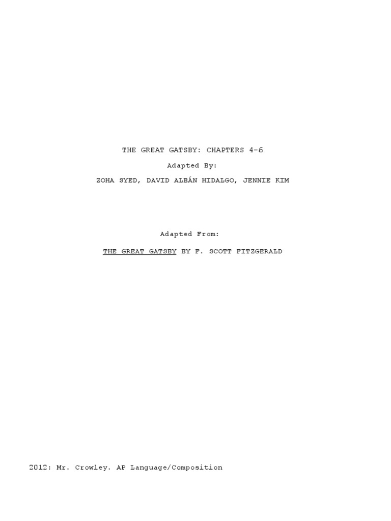 The Great Gatsby Chapters 4 6 | PDF | The Great Gatsby | Leisure