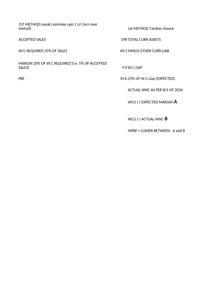 Methods of W.cap Assessment | PDF