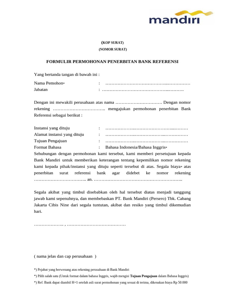 Contoh Format Permohonan Referensi Perusahaan | PDF