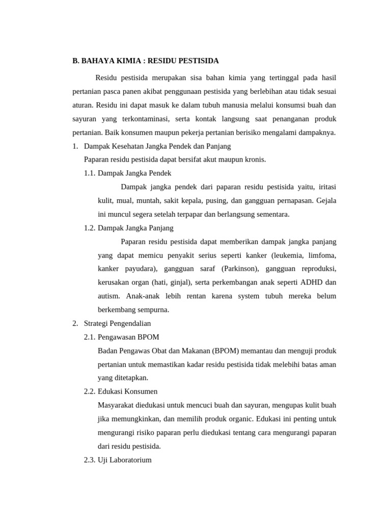 Bahaya Residu Pestisida pada Kesehatan | PDF