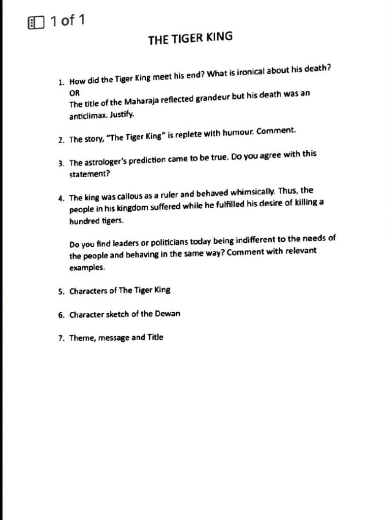 The Irony of the Tiger King's Fate | PDF