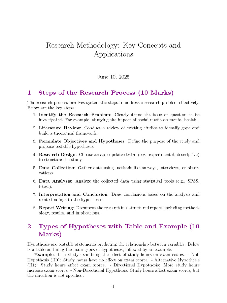 Research Methodology: Key Concepts and Applications | PDF | Hypothesis | Sampling (Statistics)