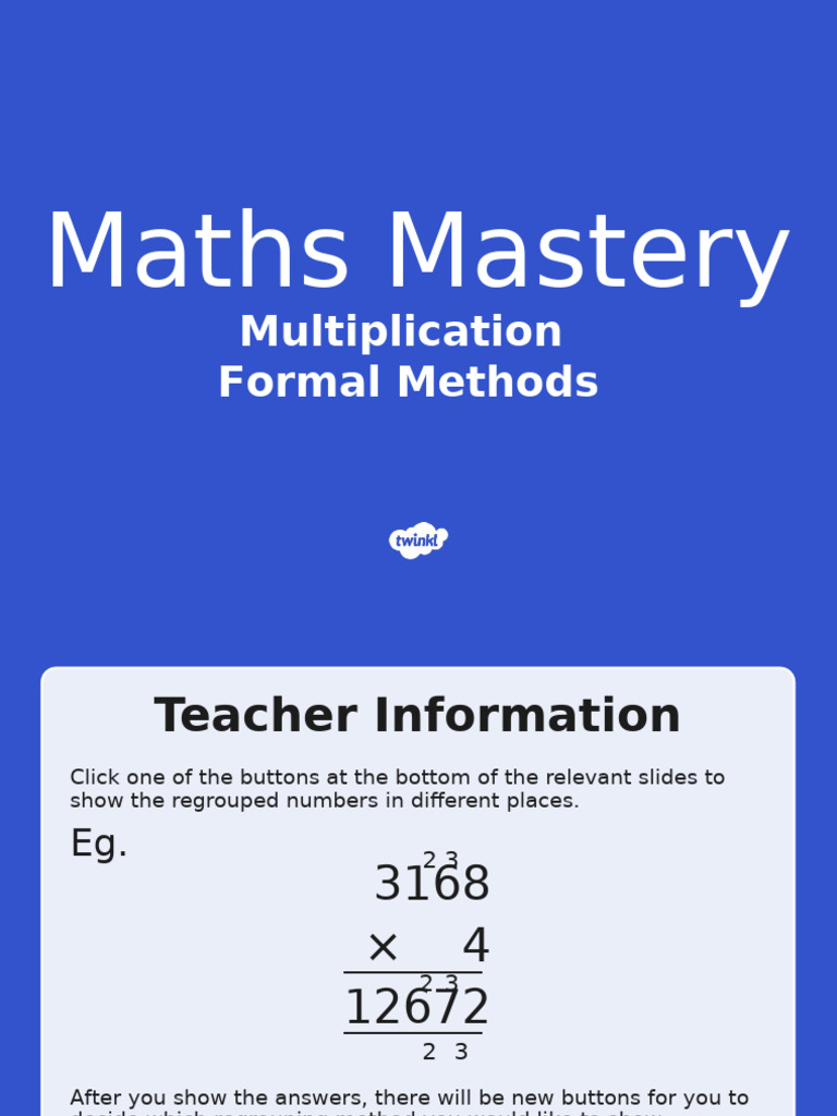 T2 M 1735 Year 5 Multiplication and Division Formal Multiplication ...