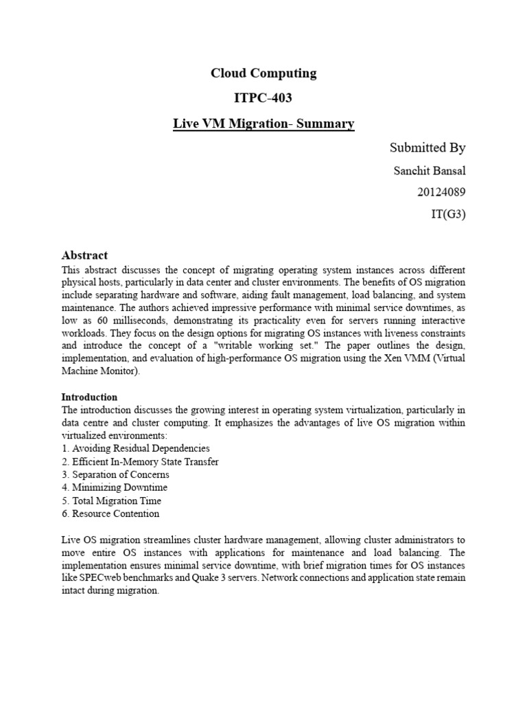Sanchit Bansal Cloud Computing Assignment | PDF | Operating System | Virtualization
