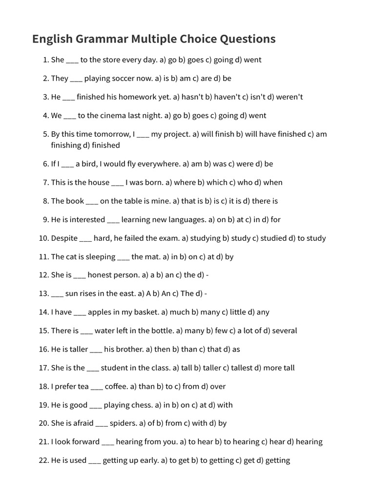 English Grammar Questions | PDF