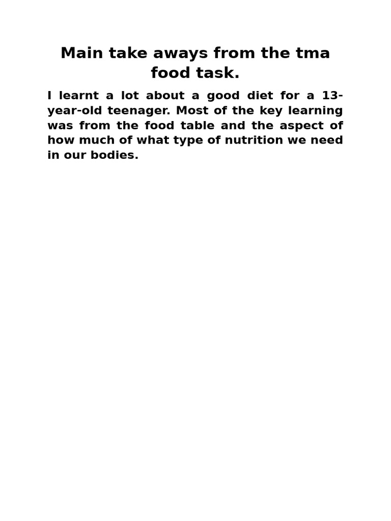 Reflection Tma Food | PDF