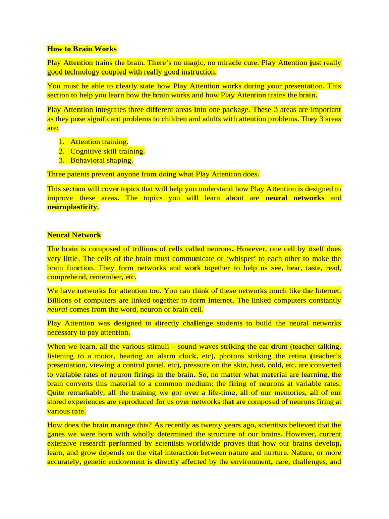 Enhancing Brain Performance with Neuroplasticity | PDF | Attention ...