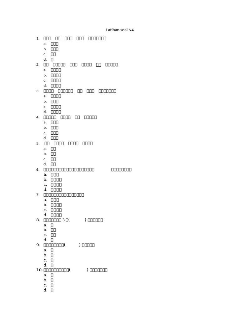 Latihan Soal N4 International College | PDF