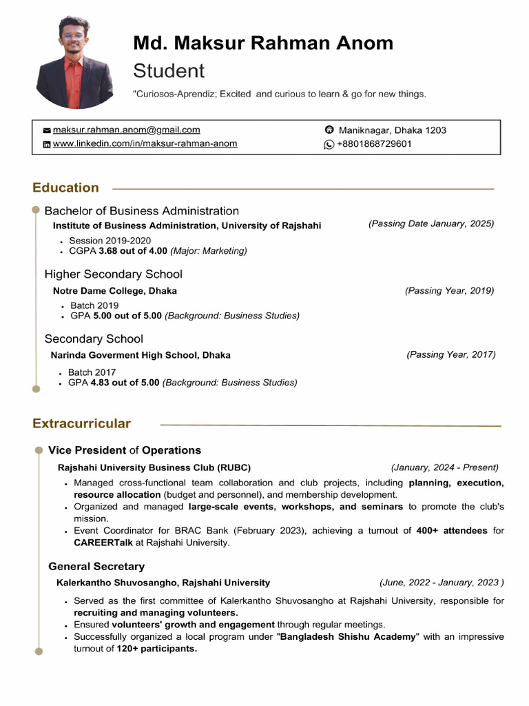 CV Maksur Rahman Anom IBA RU | PDF